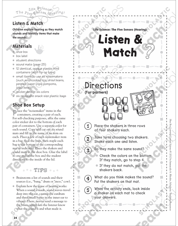Listen & Match (The Five Senses - Hearing): Life Science Shoe Box ...