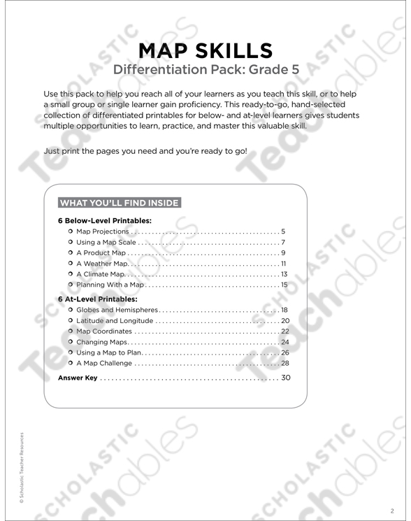 Map Skills Grade 5 Differentiation Pack by