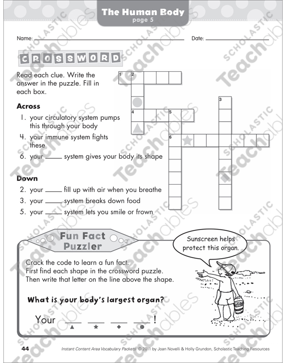 The Human Body: Science Vocabulary Packet by