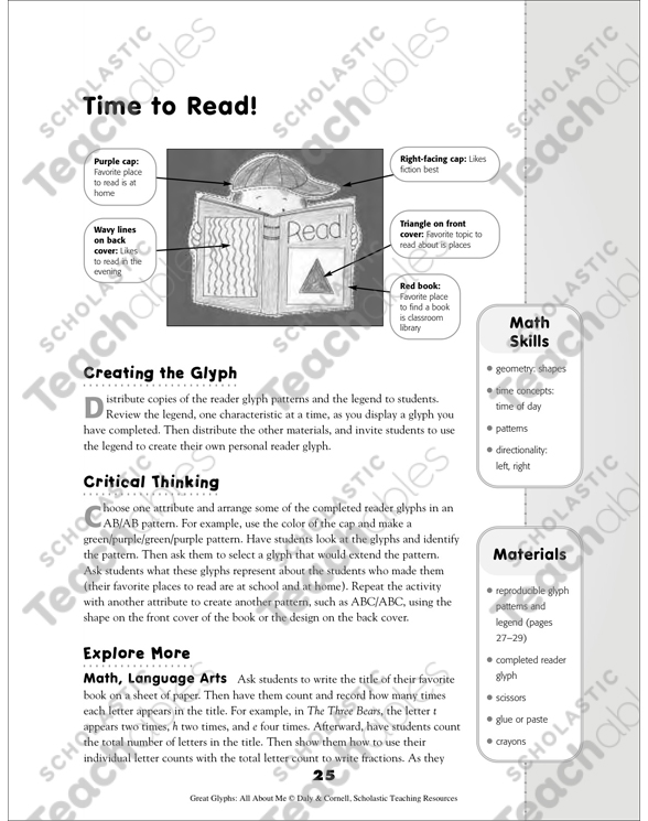 Time to Read!: All About Me Glyph Activity by