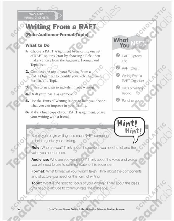 Writing From a RAFT: Narrative Learning Center by