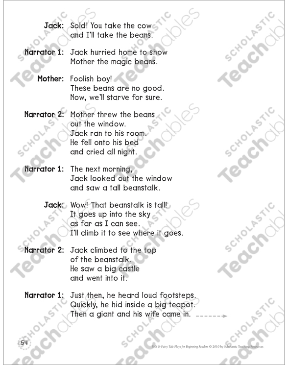 Jack and the Beanstalk: A Beginning Reader Play by