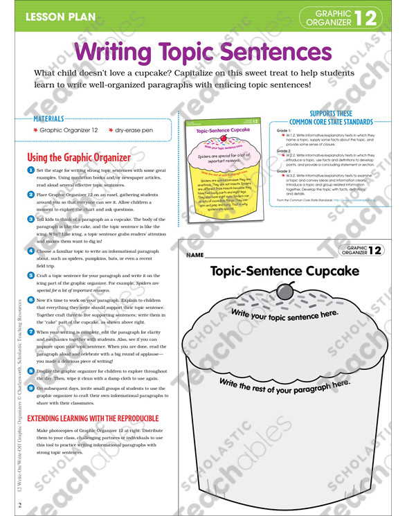 Topic-Sentence Cupcake (Writing Topic Sentences): Writing Skills Lesson ...