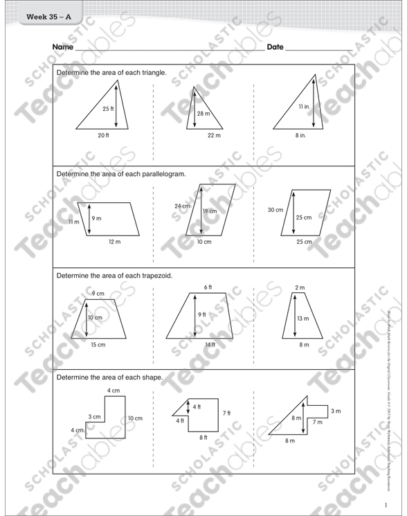 Math Review: Finding the Area of Triangles, Parallelograms, Trapezoids ...