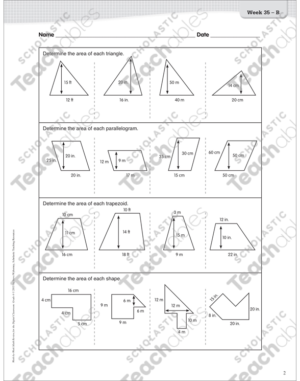 Math Review: Finding the Area of Triangles, Parallelograms, Trapezoids ...