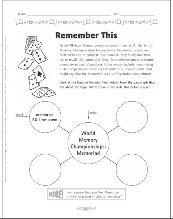 Short Reading Passages With Graphic Organizers to Model and Teach Key ...