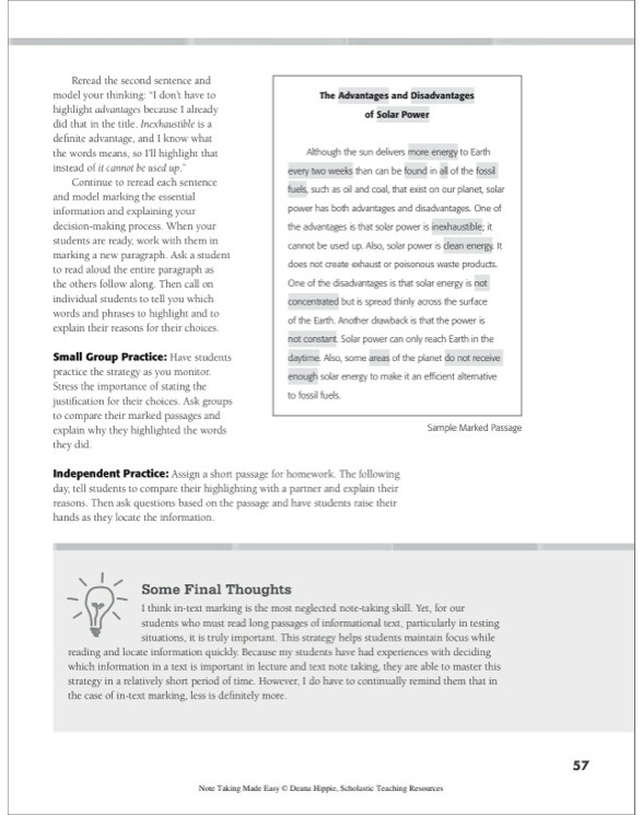 Note Taking: Developing Text-Marking Strategies by