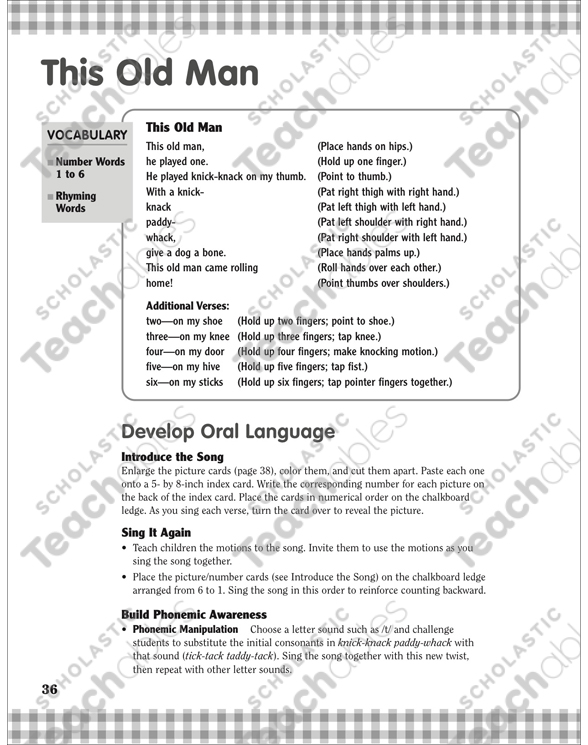 This Old Man... Number Words 1 to 6 - Rhyming Words by