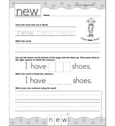 Interactive Practice Page (Sight Word: New): Write-and-Learn Practice ...
