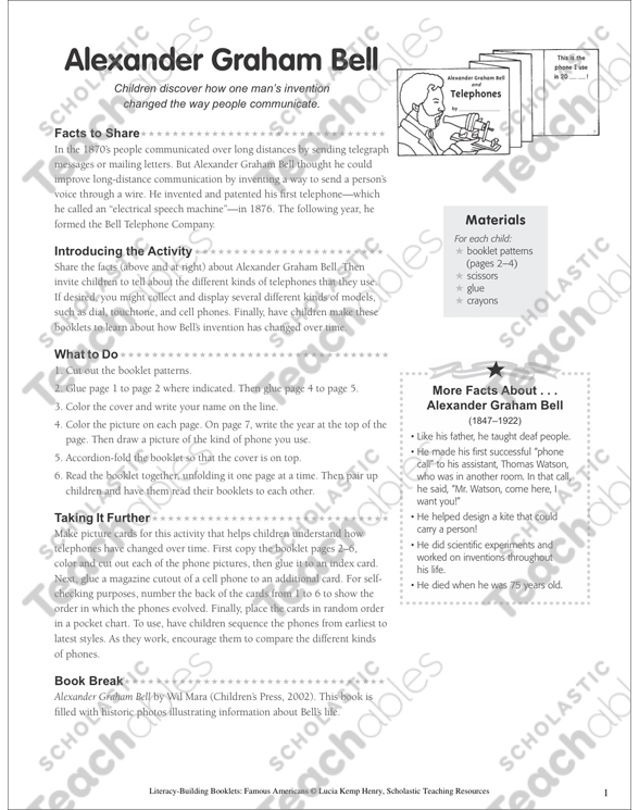 Literacy-Building Booklet: Alexander Graham Bell by