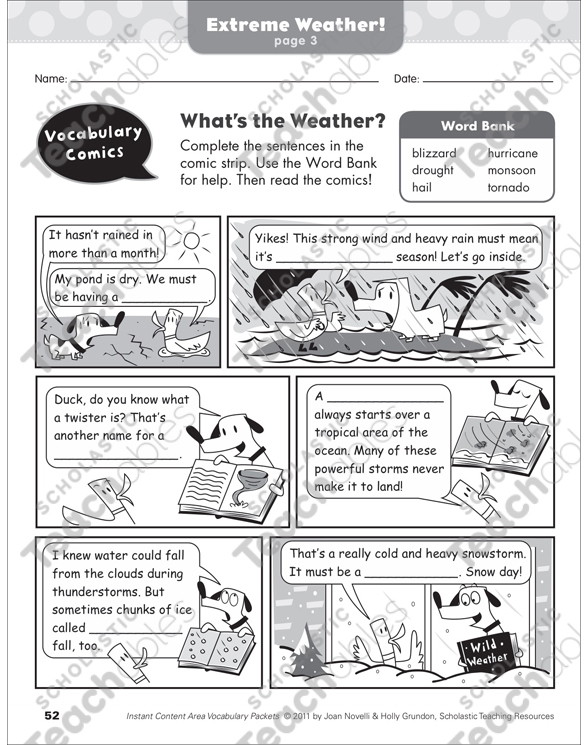 Extreme Weather: Science Vocabulary Packet by