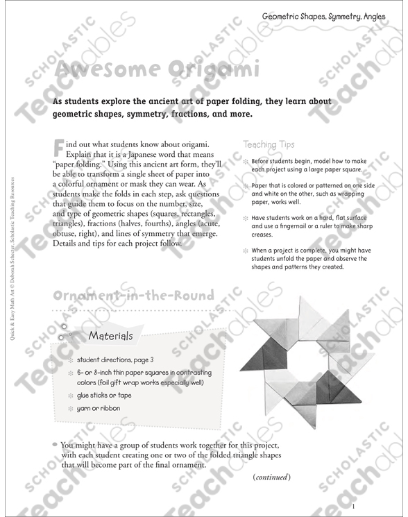 Awesome Origami (Geometric Shapes/Symmetry/Angles): Quick & Easy Math ...