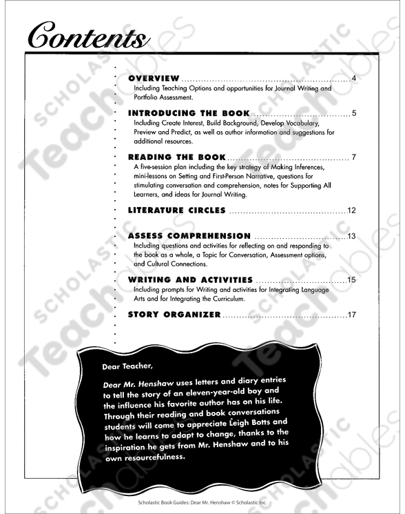 Book Guide: Dear Mr. Henshaw by