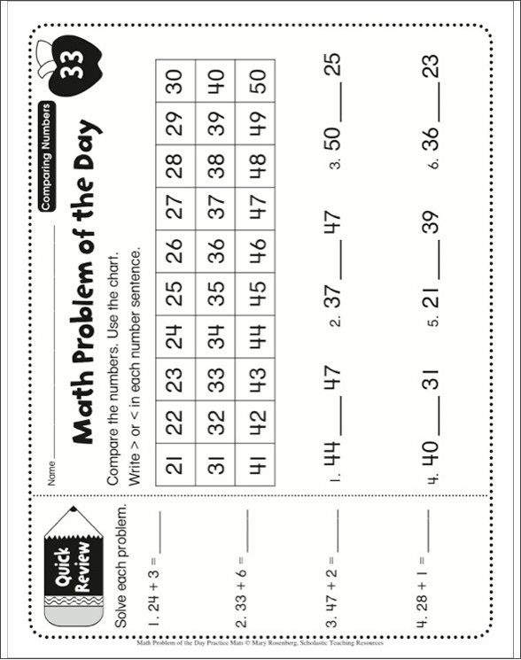 Math Problem of the Day Practice Mats by Mary Rosenberg