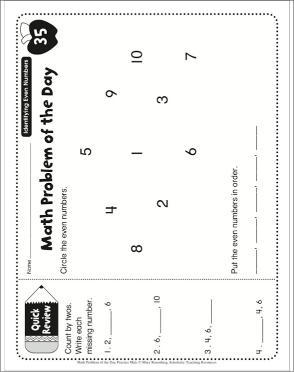 Math Problem of the Day Practice Mats by Mary Rosenberg