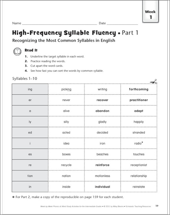 Week-by-Week Phonics & Word Study Activities for the Intermediate ...