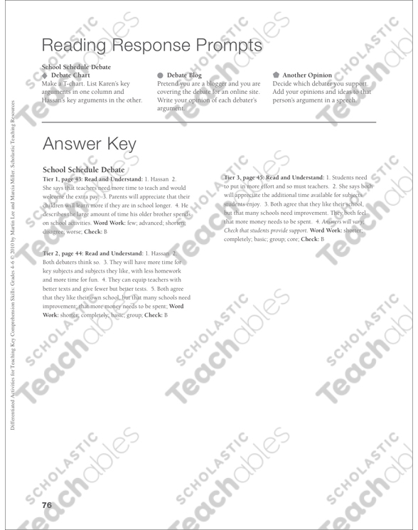 School Schedule Debate (Persuasive Writing): Differentiated ...