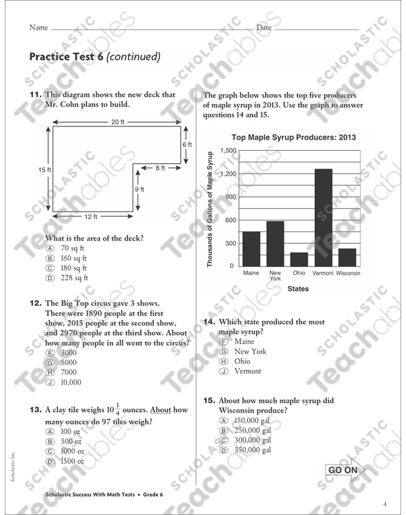 Geometry and Measurement Practice Test 6: Math Skills (Grade 6) by