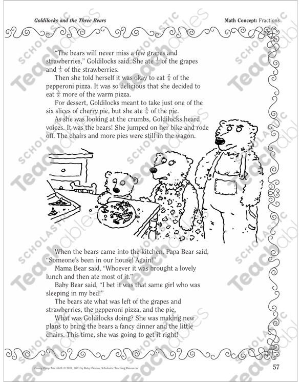Goldilocks and The Three Bears (Fractions): A Funny Fairy Tale Math ...