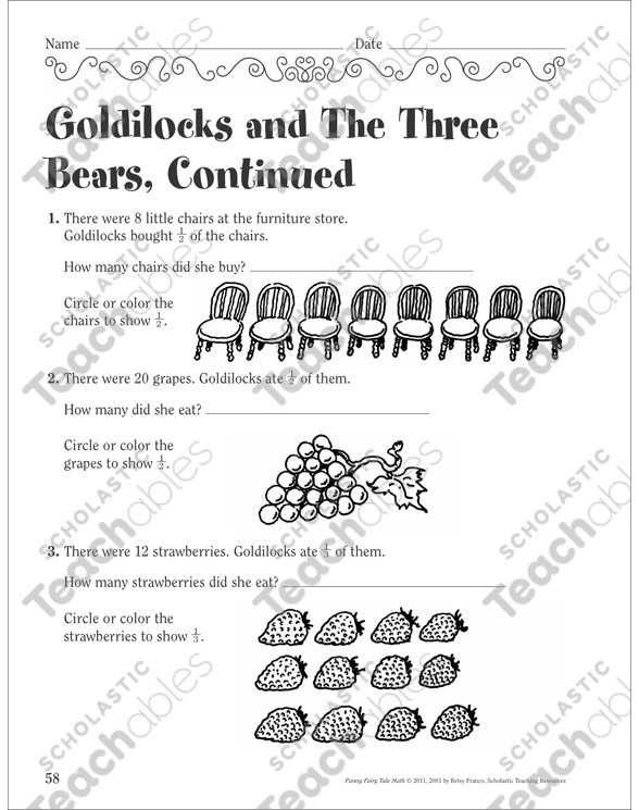 Goldilocks and The Three Bears (Fractions): A Funny Fairy Tale Math ...