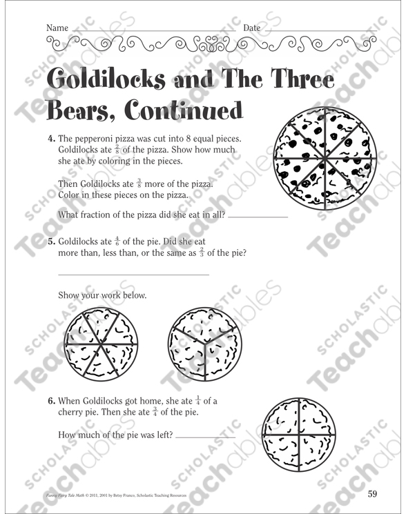 Goldilocks and The Three Bears (Fractions): A Funny Fairy Tale Math ...