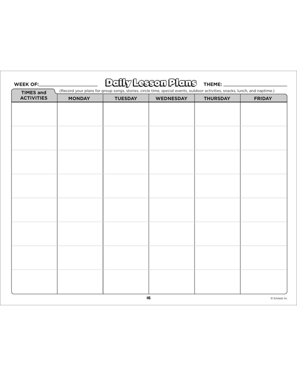 The Daily Plan Book For Preschool 2nd Edition By