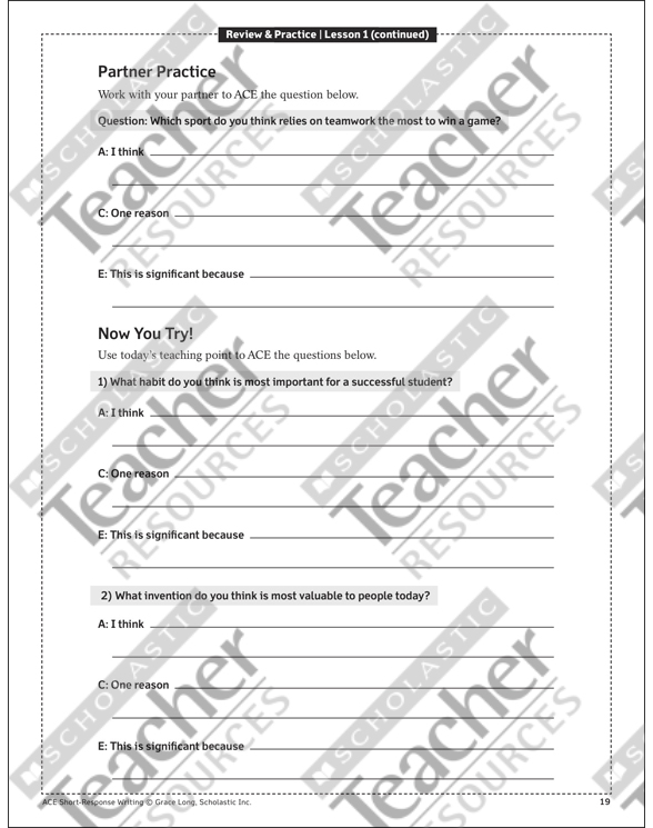 ACE Short-Response Writing by Grace Long