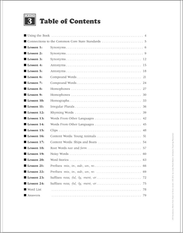 240 Vocabulary Words Kids Need to Know: Grade 3 by Linda Ward Beech