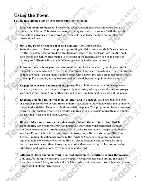 My Busy Day (Verbs): Sight Words Poem by