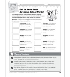 All About Animals (animal words): Vocabulary Homework Packet by