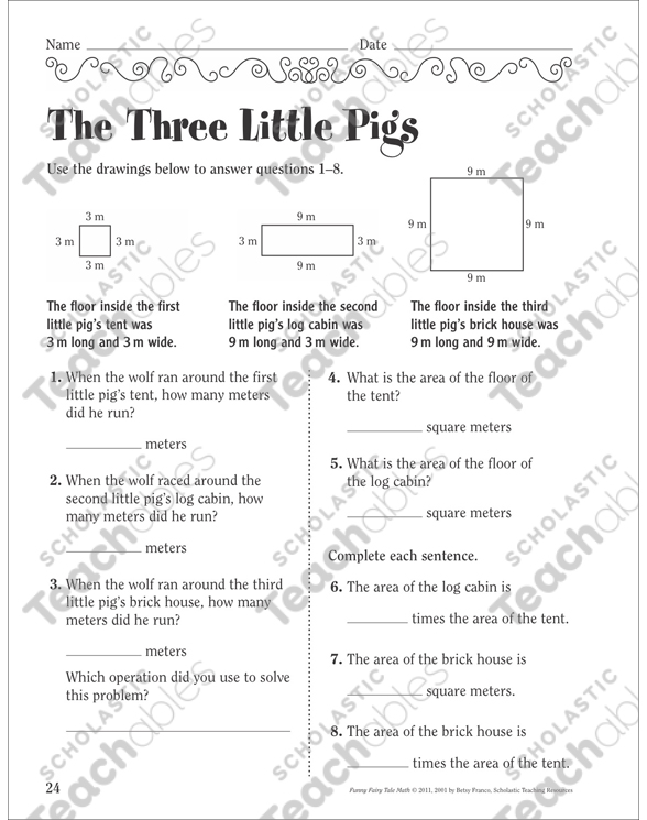 The Three Little Pigs (Perimeter, Area): A Funny Fairy Tale Math ...