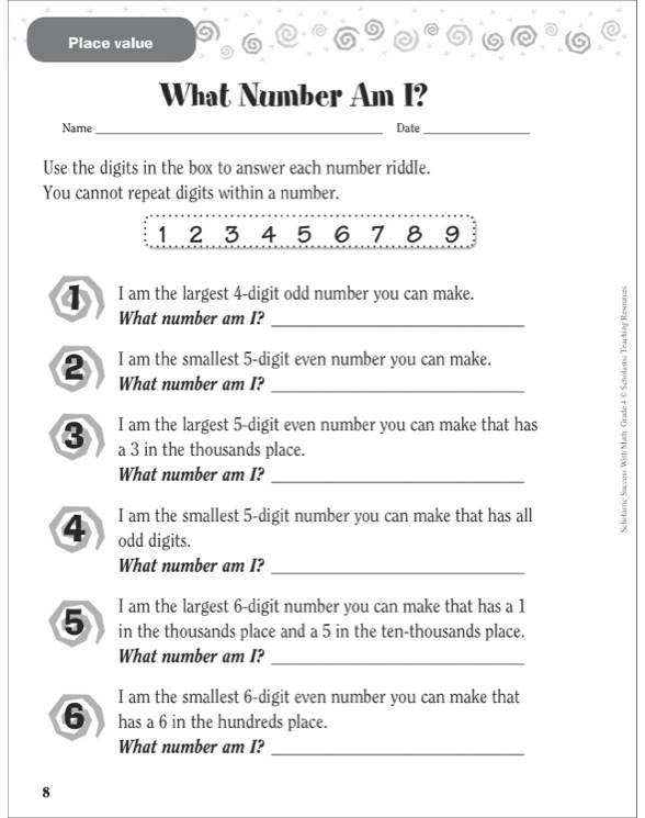 Scholastic Success With Math Grade 4 Workbook By