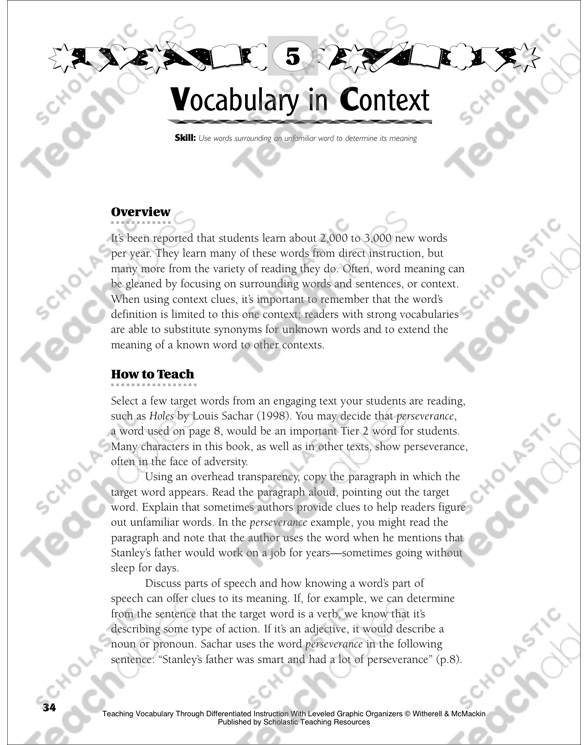 Vocabulary in Context: Leveled Graphic Organizer Set by