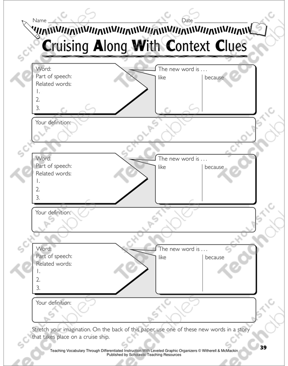 Vocabulary in Context: Leveled Graphic Organizer Set by