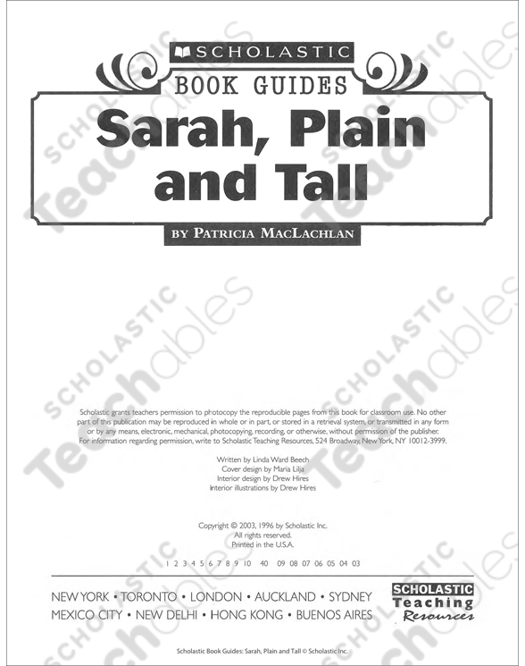 Book Guide: Sarah, Plain and Tall by