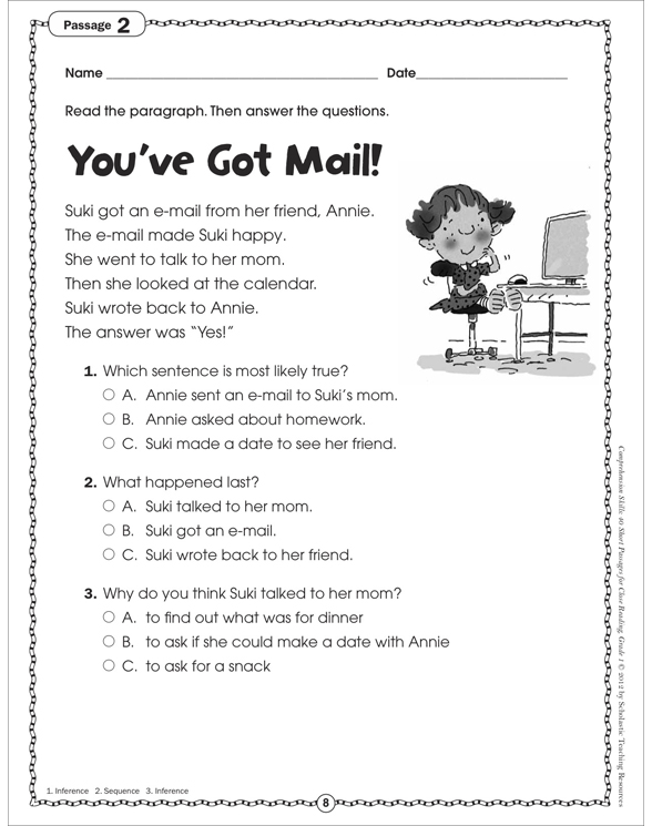Comprehension Skills 40 Short Passages For Close Reading Grade 1 By