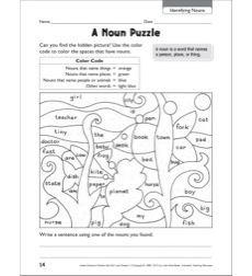 A Noun Puzzle (Identifying Nouns): Grammar Practice Page by