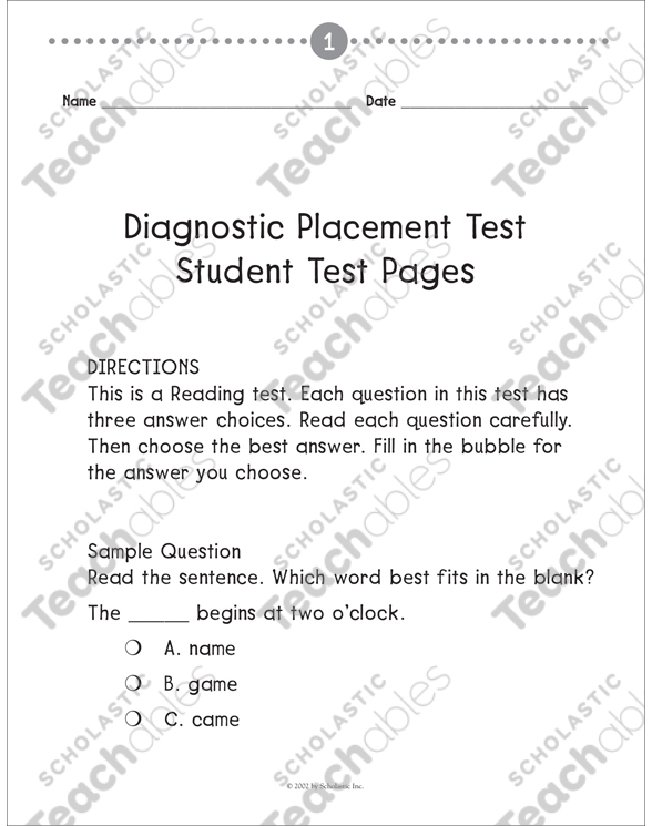 Reading Placement Tests: Second Grade by