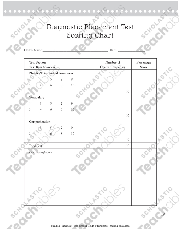 Reading Placement Tests: Second Grade by