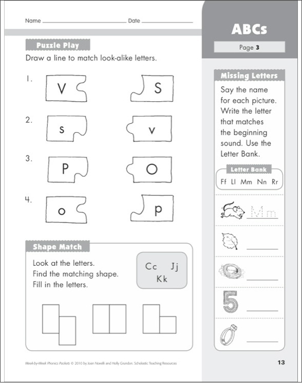 Week-by-Week Phonics Packets by Joan Novelli;Holly Grundon