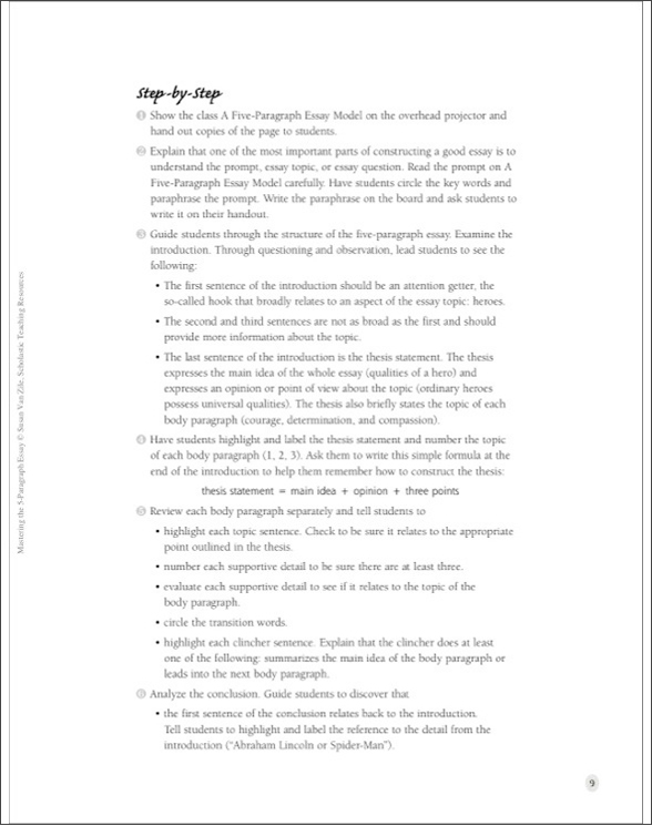 Mastering the 5-Paragraph Essay by Susan Van Zile