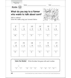 Solve-the-Riddle: Addition and Subtraction - Facts to 18 by