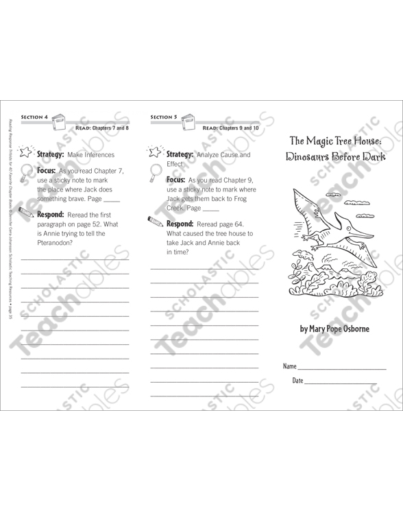 The Magic Tree House: Dinosaurs Before Dark (Level M): Reading Response ...