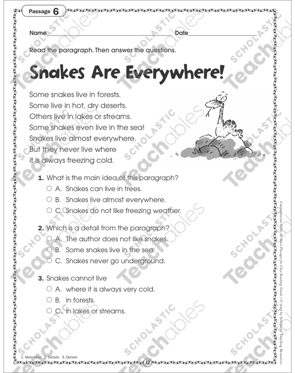 Snakes Are Everwhere! Grade 1 Close Reading Passage by