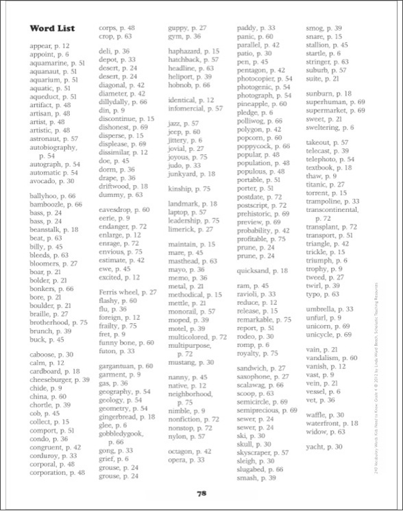 240 Vocabulary Words Kids Need to Know: Grade 4 by Linda Ward Beech