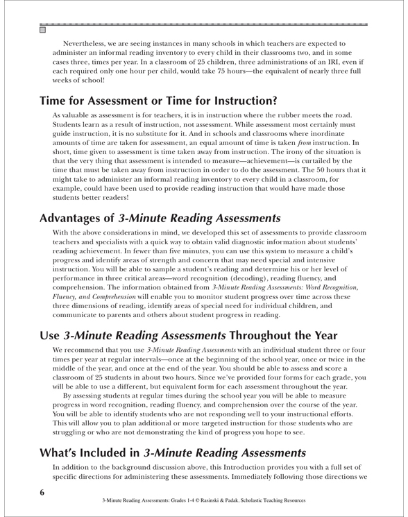 3-Minute Reading Assessments: Word Recognition, Fluency, and Comprehension: Grades 1-4 by Nancy ...