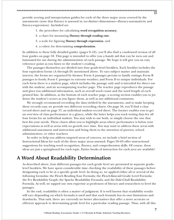 3-Minute Reading Assessments: Word Recognition, Fluency, and Comprehension: Grades 1-4 by Nancy ...