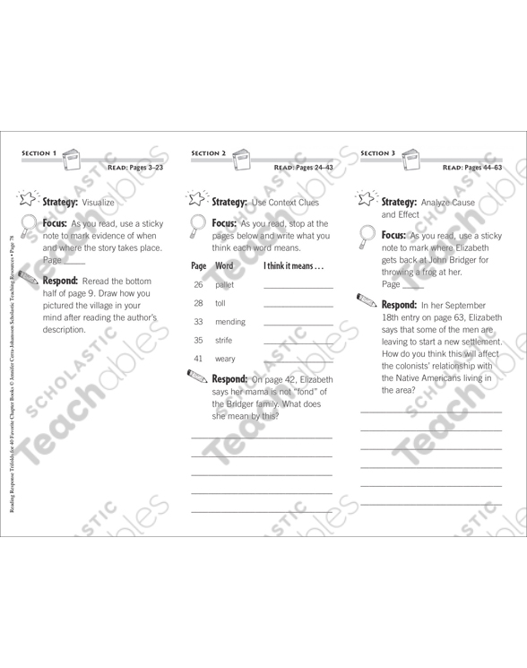 My America: Our Strange New Land (Level O): Reading Response Trifold by