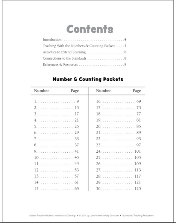 Instant Practice Packets: Numbers & Counting by Joan Novelli;Holly Grundon
