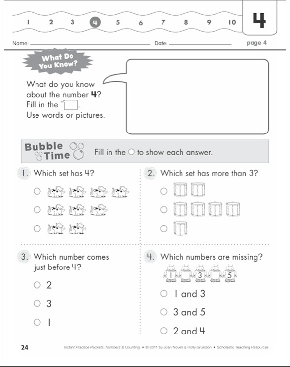 Instant Practice Packets: Numbers & Counting by Joan Novelli;Holly Grundon